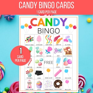 Candy Bingo, 30 Printable Candy Bingo Cards, Sweet Treats Bingo, Candy ...