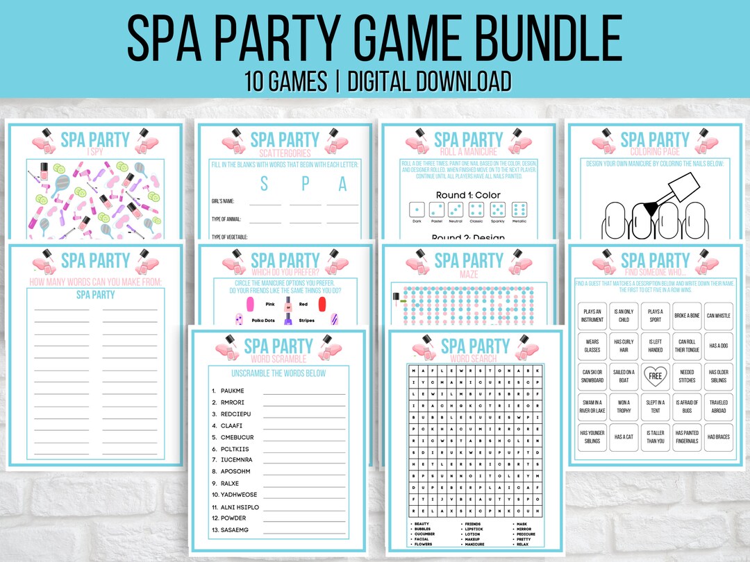 Spa Party Games Printable Spa Party Activities Girls Spa - Etsy Australia