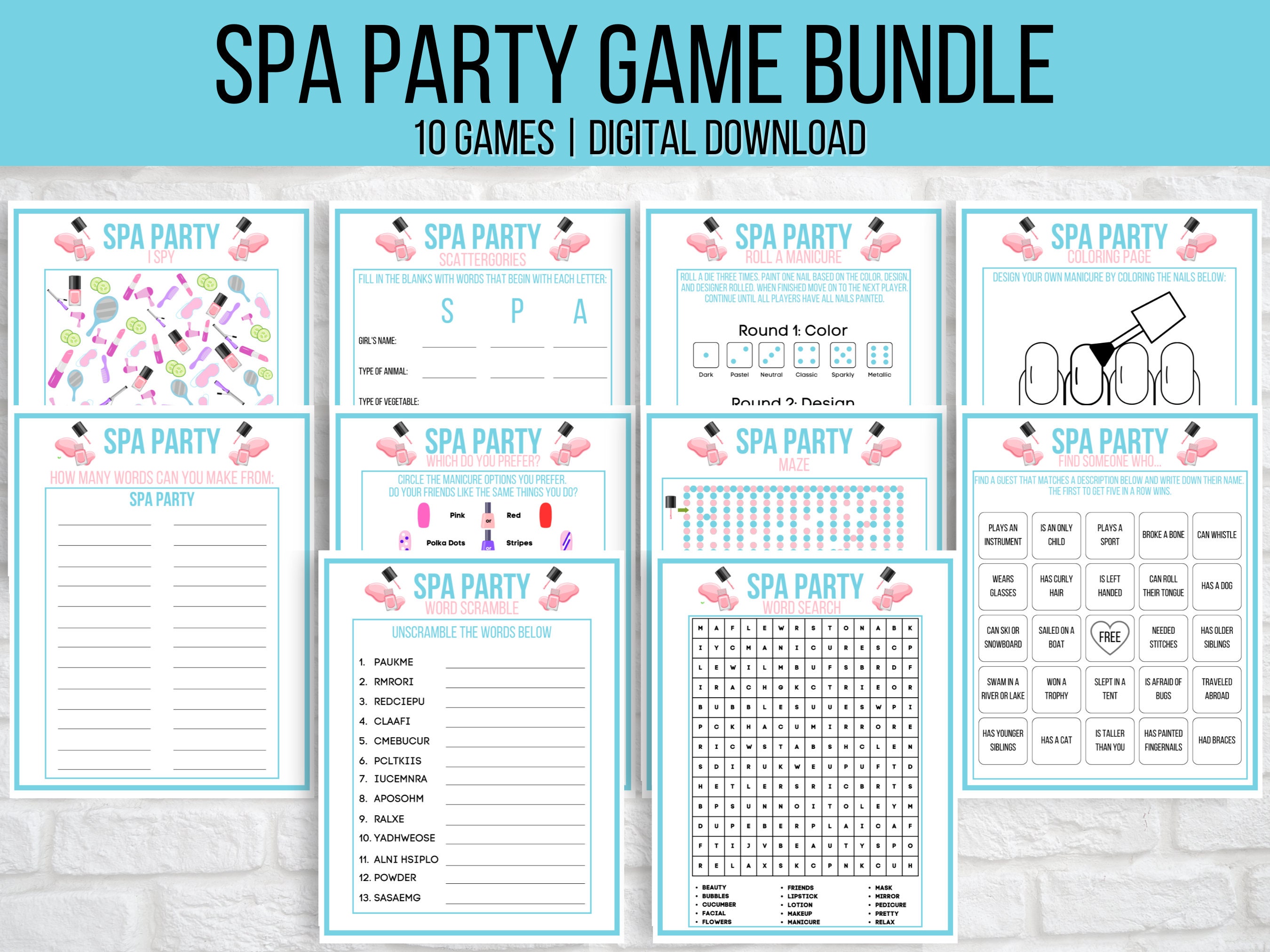 Spa Party Games Printable Spa Party Activities Girls Spa - Etsy Australia