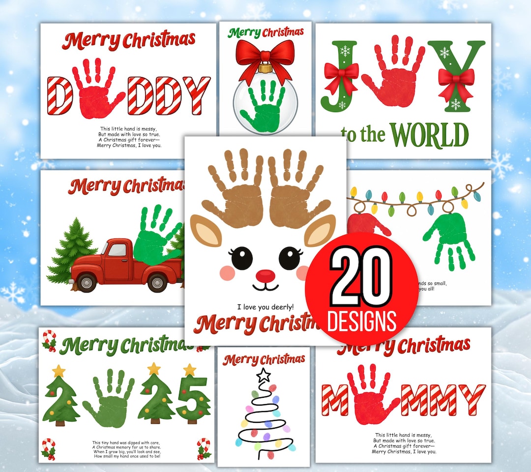 Christmas Handprint Keepsake Bundle, Christmas Handprint Art, Handprint ...
