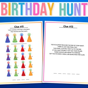Indoor Birthday Treasure Hunt for Older Kids, Birthday Scavenger Hunt ...
