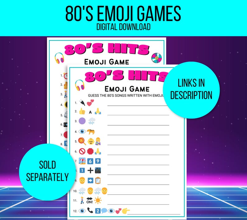 80s Bingo, 80s Song Bingo, 80s Music Bingo, 80s Retro Bingo, 100 ...