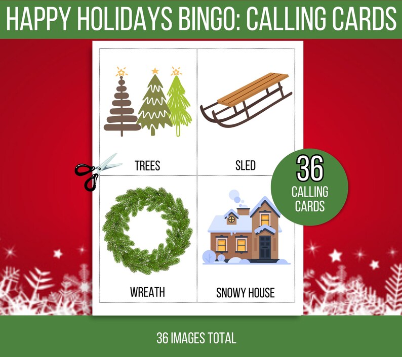 Holiday Bingo, 30 Holiday Bingo Cards, Holiday Activity, Kids Holiday ...