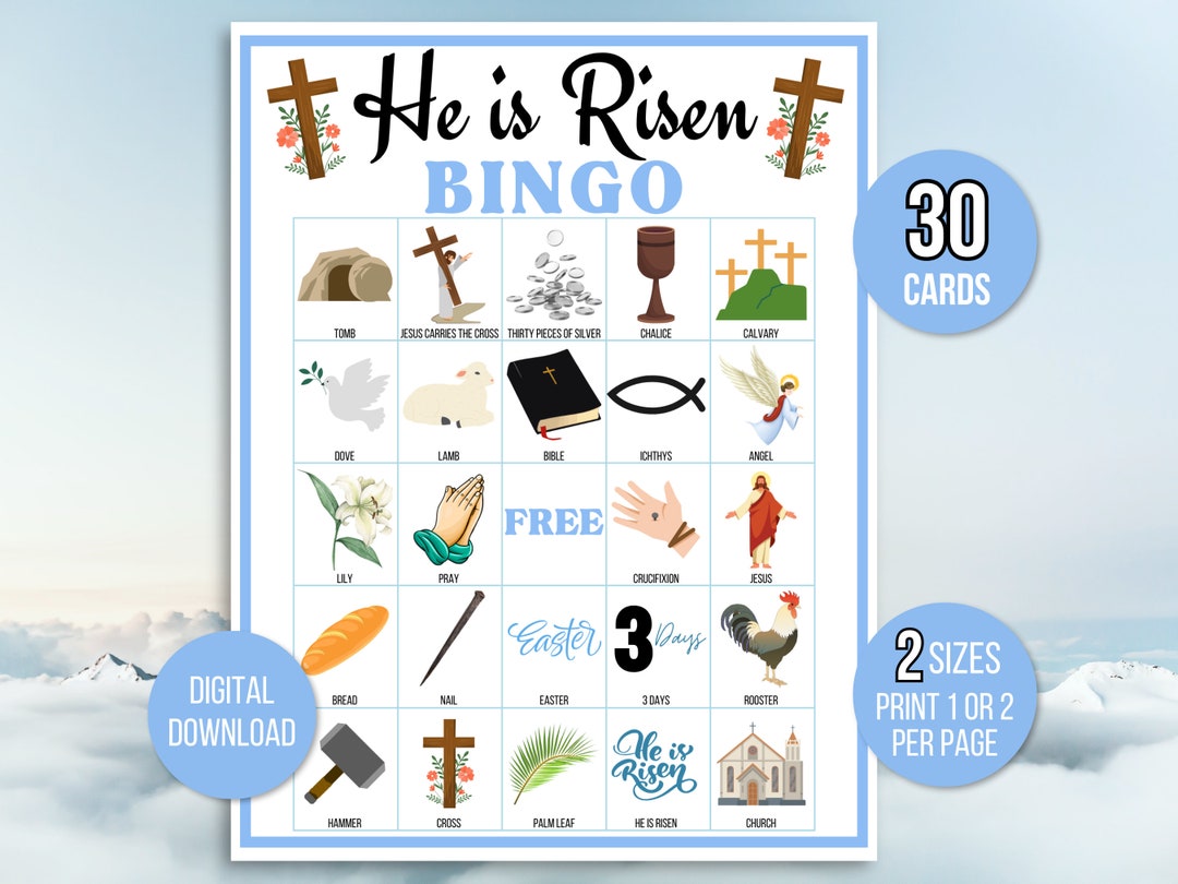 Resurrection Bingo, 30 Easter Bingo Cards, Easter Bible Bingo, Holy ...
