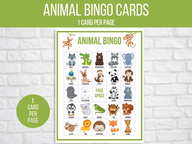 Animal Bingo 30 Printable Animal Bingo Cards Animal Party - Etsy