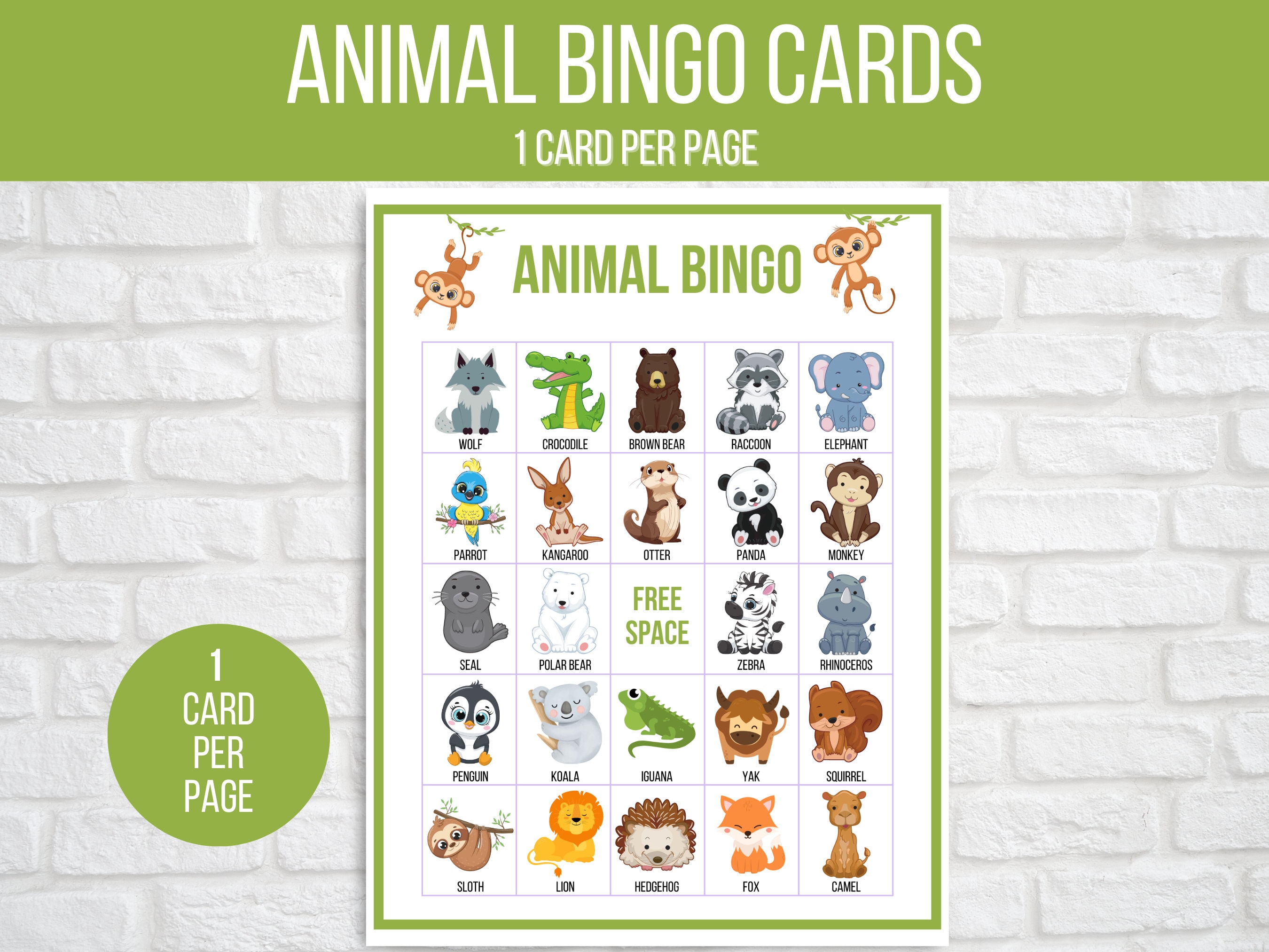 Animal Bingo 30 Printable Animal Bingo Cards Animal Party - Etsy
