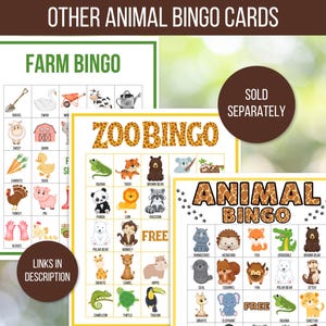 Animal Bingo, 30 Printable Animal Bingo Cards, Animal Party Game ...