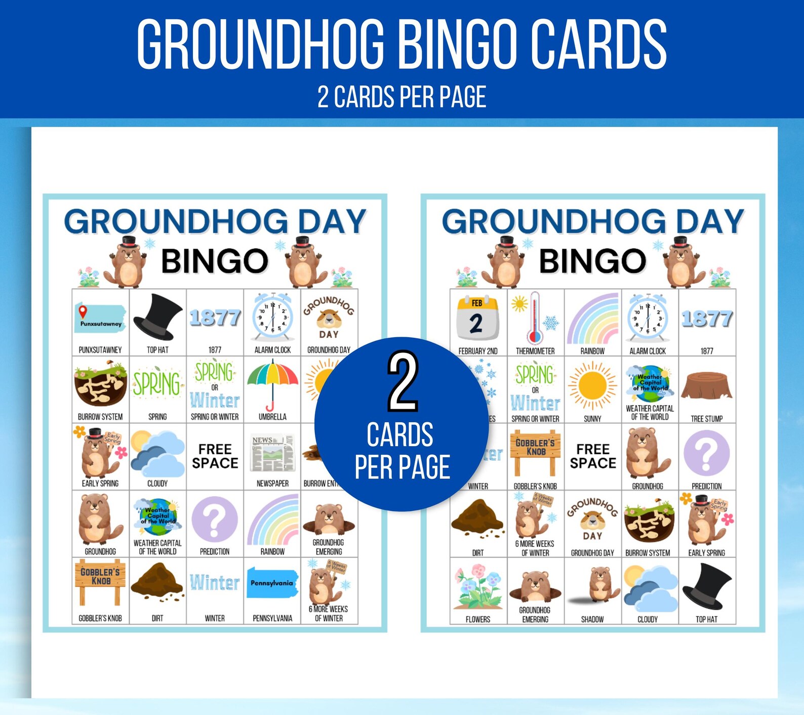 Groundhog Day Bingo, 30 Printable Groundhog Day Bingo Cards, Groundhog ...