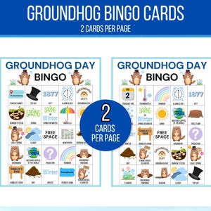 Groundhog Day Bingo, 30 Printable Groundhog Day Bingo Cards, Groundhog ...
