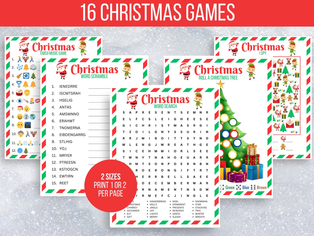 Christmas Game Bundle, 16 Printable Christmas Games, Christmas ...