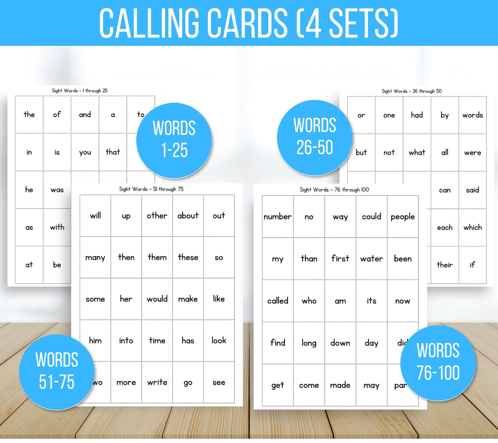 Sight Words Bingo, 120 Sight Words Bingo Cards, Fry's First 100 Words ...