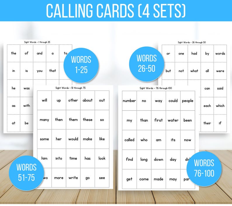 Sight Words Bingo, 120 Sight Words Bingo Cards, Fry's First 100 Words ...