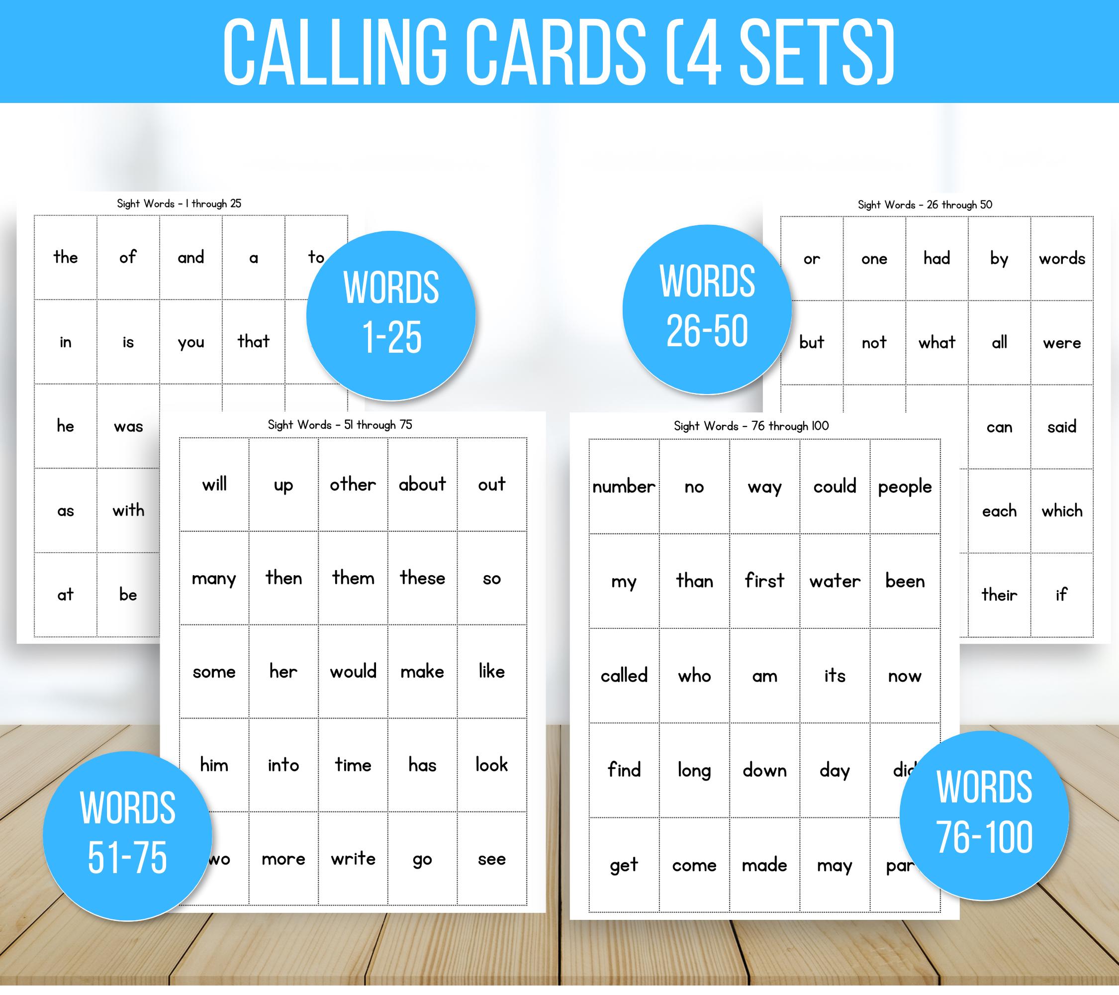 Sight Words Bingo, 120 Sight Words Bingo Cards, Fry's First 100 Words ...
