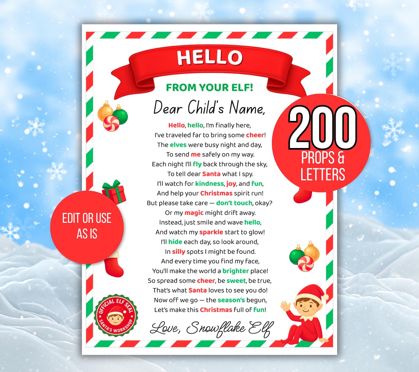 Printable Elf Kit, Printable Elf Kit 24 Day Bundle, New Elf Arrival ...