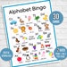 Picture Alphabet Bingo, 30 Printable Alphabet Bingo Cards, ABC Practice ...
