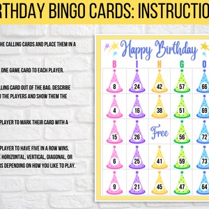 Birthday Bingo, 60 Birthday Bingo Cards, Birthday Party Game, Happy ...