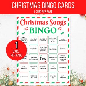 Christmas Songs Bingo, 50 Printable Christmas Songs Bingo Cards ...