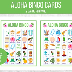 Aloha Bingo, Luau Bingo, Hawaiian Bingo, 30 Printable Luau Bingo Cards ...