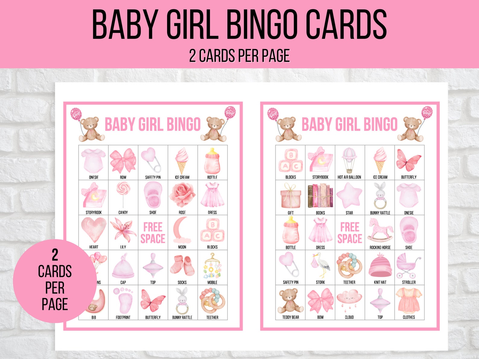 Baby Girl Bingo Baby Shower Bingo Baby Girl Shower Printable - Etsy