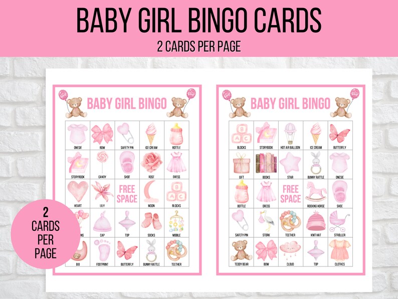 Baby Girl Bingo Baby Shower Bingo Baby Girl Shower Printable - Etsy