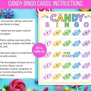 Candy Bingo, 100 Printable Candy Bingo Cards, Sweet Treats Bingo, Candy ...