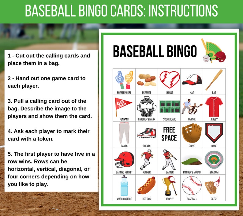 Baseball Bingo, 30 Unique Printable Baseball Bingo Cards, Baseball ...