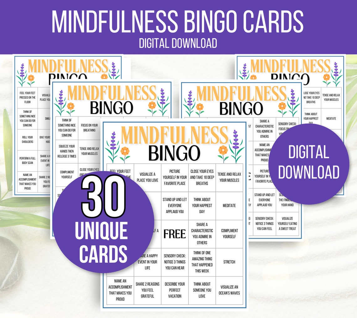 Mindfulness Bingo, 30 Mindfulness Bingo Cards, Gratitude Bingo ...