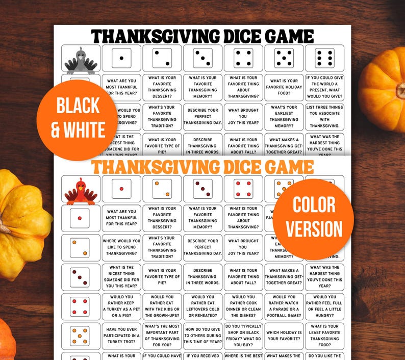 Thanksgiving Gratitude Dice Game, Gratitude Dice Game, Thanksgiving ...