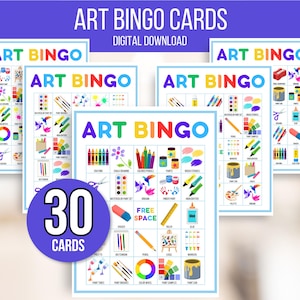 Art Bingo, 30 Printable Art Bingo Cards, Art Game, Art Party Game, Art ...