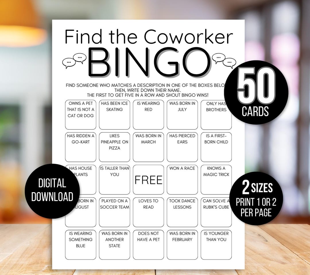 Coworker Bingo, Get to Know You Bingo, Employee Bingo Game, Find ...