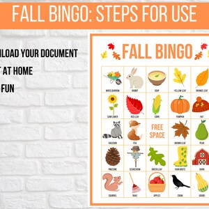 Fall Bingo, 30 Fall Bingo Cards, Fall Picture Bingo, Autumn Bingo ...