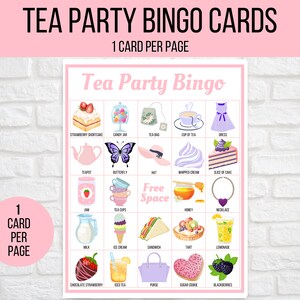 Tea Party Bingo, 40 Unique Printable Tea Party Bingo Cards, Tea Party ...