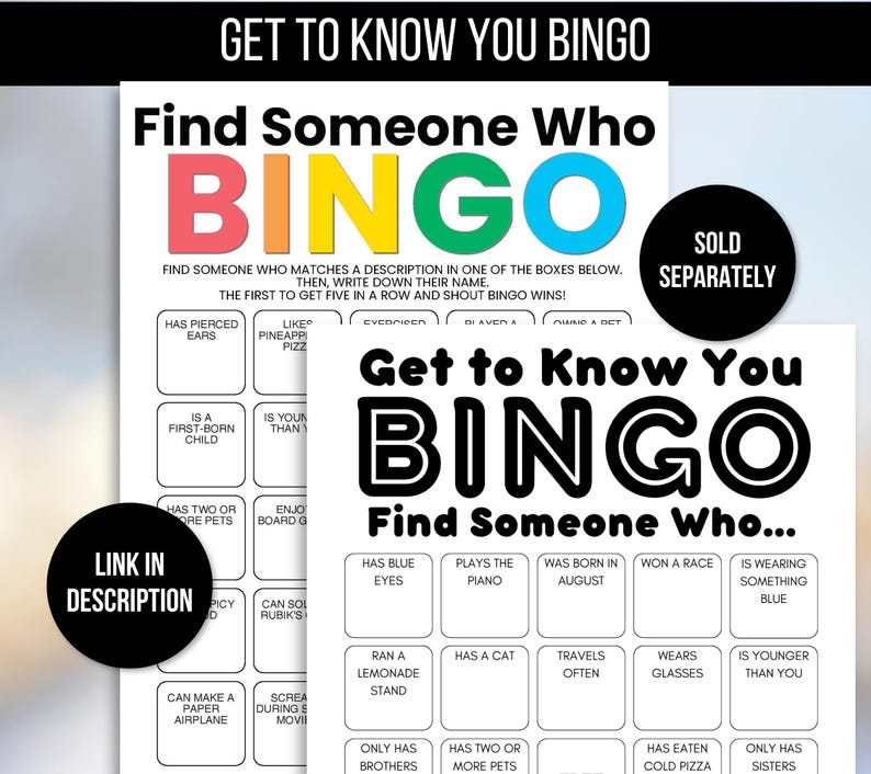 Mingle Bingo, Get to Know You Bingo, Find Someone Who Bingo, Find the ...