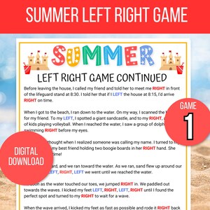 Summer Left Right Game, Summer Left Right Poem, Summer Pass the Prize ...