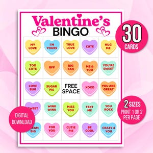 Valentine's Day Bingo, 30 Valentine's Day Bingo Cards, Valentine's Day ...