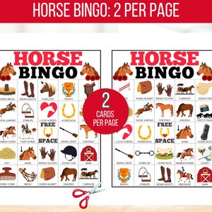 Horse Bingo, 50 Horse Bingo Cards, Horse Game, Horse Game for Kids ...