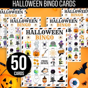 Halloween Bingo, 50 Halloween Bingo Cards, Halloween Games, Kids ...