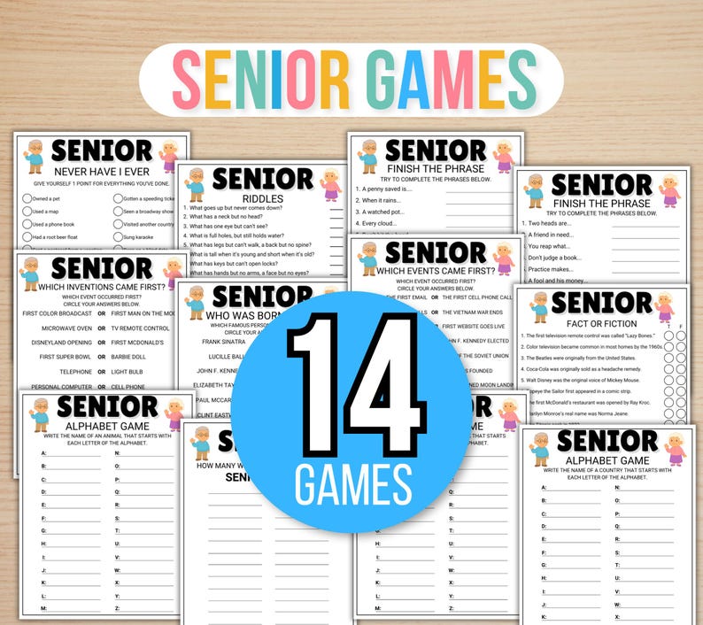 Senior Games Bundle, Senior Party Games, Senior Riddles, Brain Games ...
