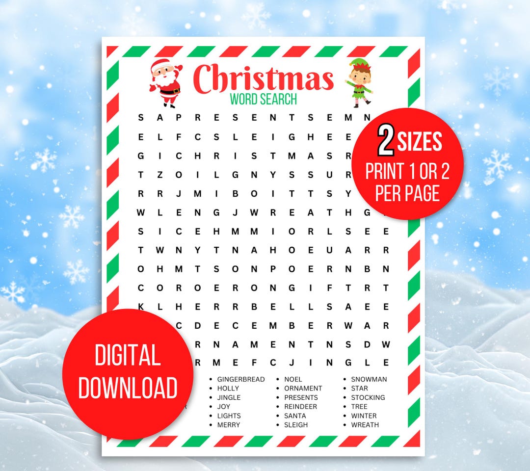 Christmas Word Search, Fun Christmas Game, Printable Christmas Game ...