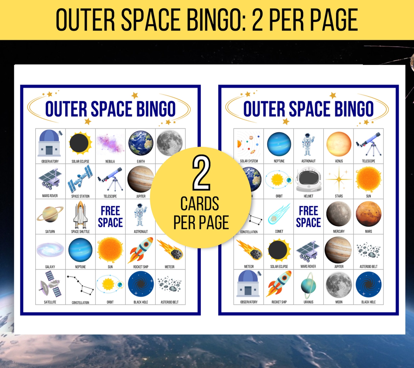 Outer Space Bingo, Solar System Bingo, Astronomy Bingo, 40 Printable ...