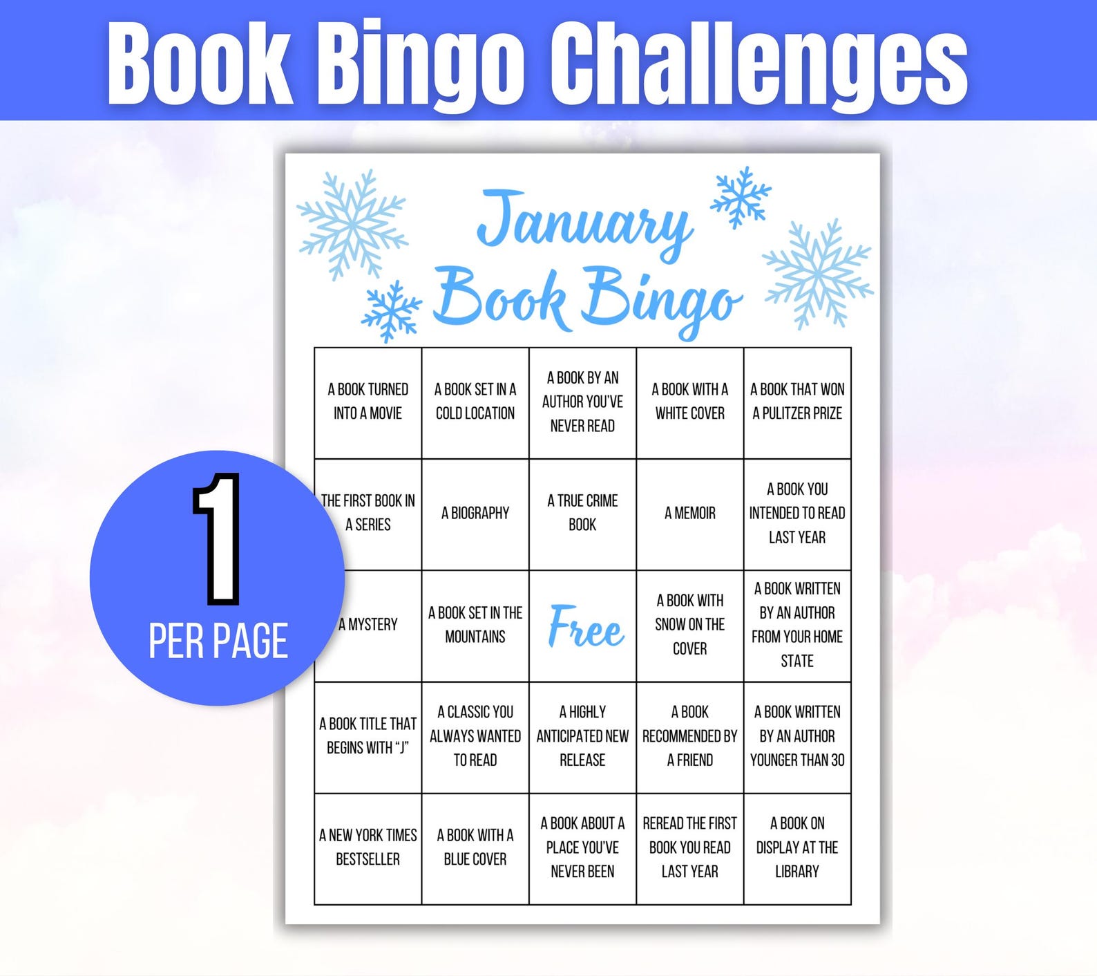 Book Bingo, 12 Monthly Book Bingo Challenges, Book Bingo for Adults ...