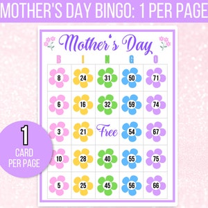 Mother's Day Bingo, 100 Mother's Day Bingo Cards, Mother's Day Activity ...