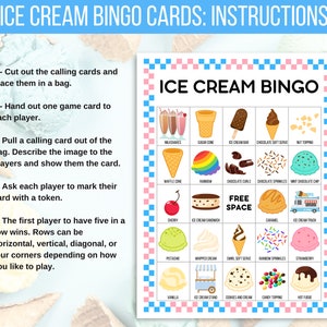 Ice Cream Bingo, 50 Printable Ice Cream Bingo Cards, Ice Cream Birthday ...