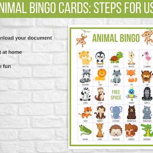 Animal Bingo, 30 Printable Animal Bingo Cards, Animal Party Game ...