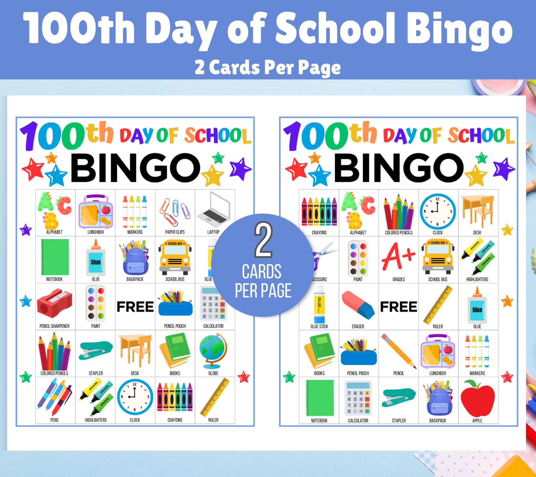 100th Day of School Bingo, 100th Day of School Games, School Bingo ...