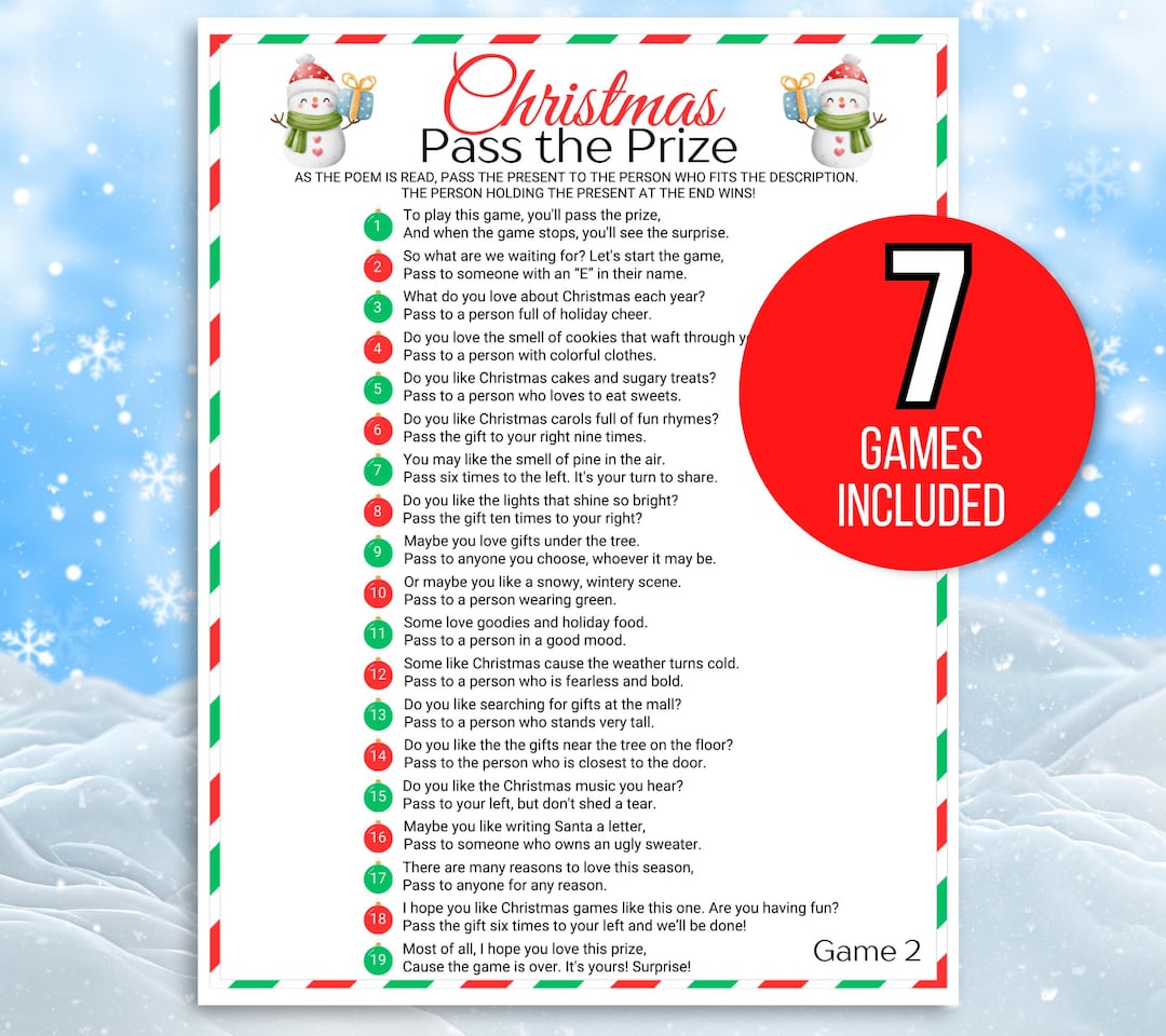 Christmas Pass the Parcel Game, Pass the Prize Game, Christmas Party ...