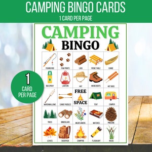 Camping Bingo, 30 Printable Camping Bingo Cards, Camping Game, Camping ...
