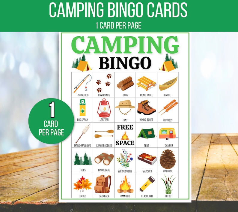 Camping Bingo, 30 Printable Camping Bingo Cards, Camping Game, Camping ...