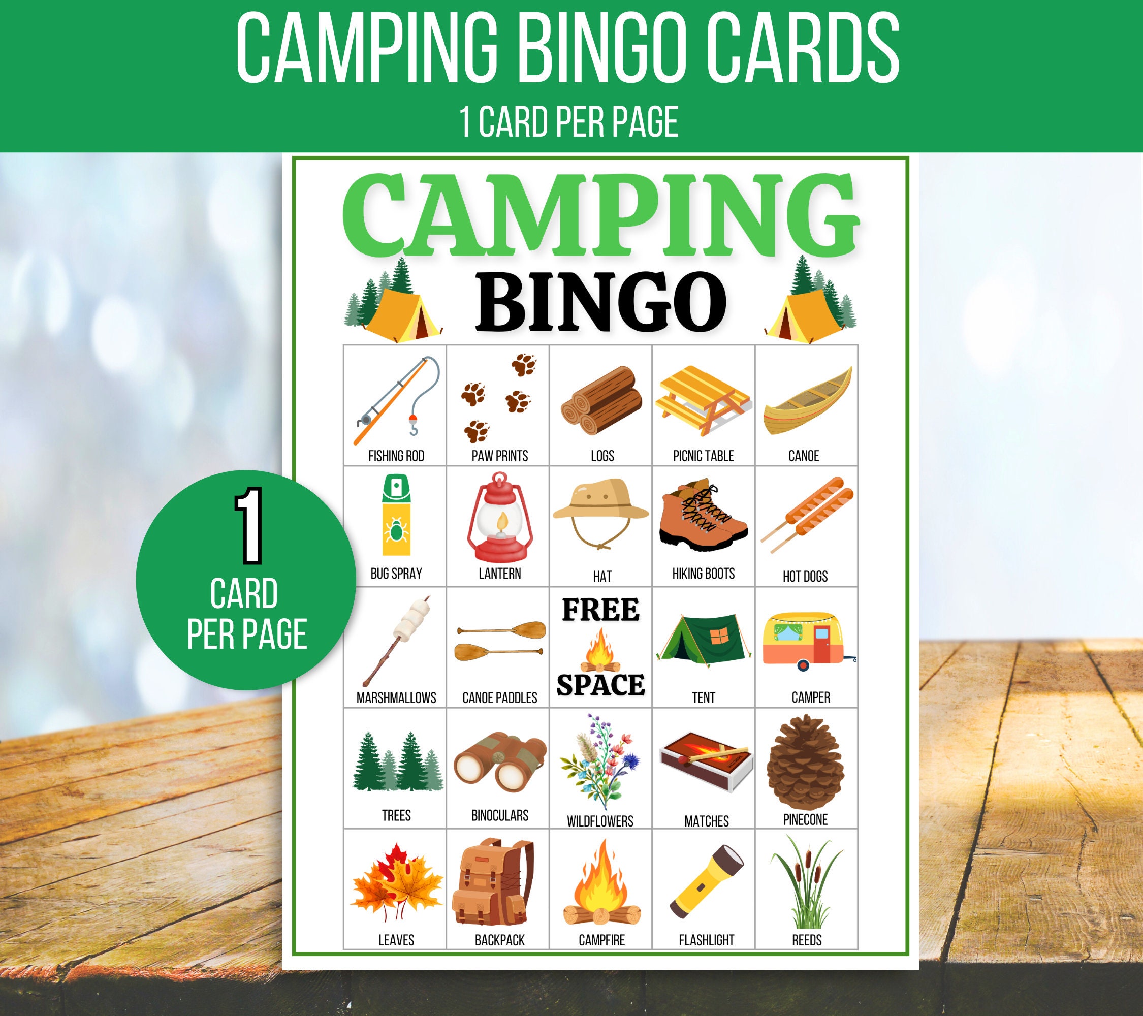 Camping Bingo, 30 Printable Camping Bingo Cards, Camping Game, Camping ...