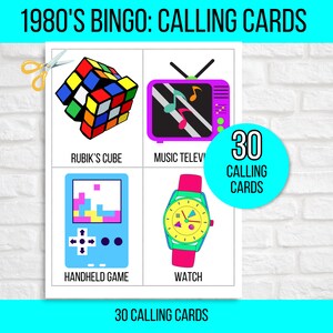 80s Bingo, 1980s Bingo, Retro Bingo, 30 Printable 1980s Bingo Cards ...